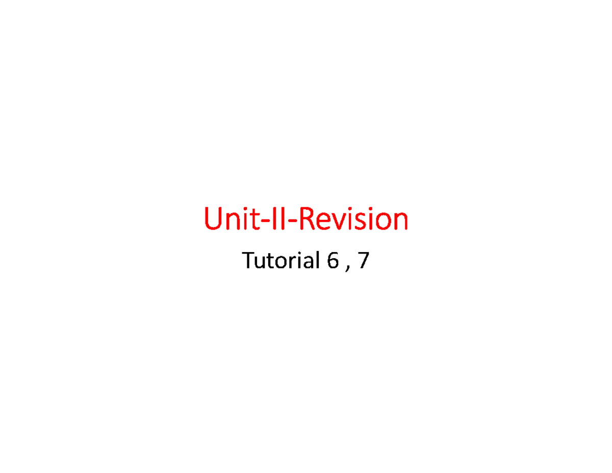 CHE101-lect 60, 61 - Tutorial 6,7 - Unit-II-Revision Tutorial 6 , 7 A ...