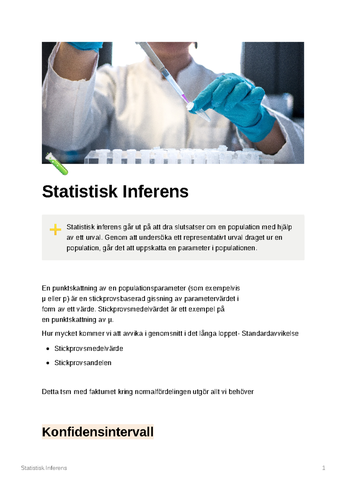 Sammanfattning Statistisk Inferens - Statistisk Inferens Statistisk ...
