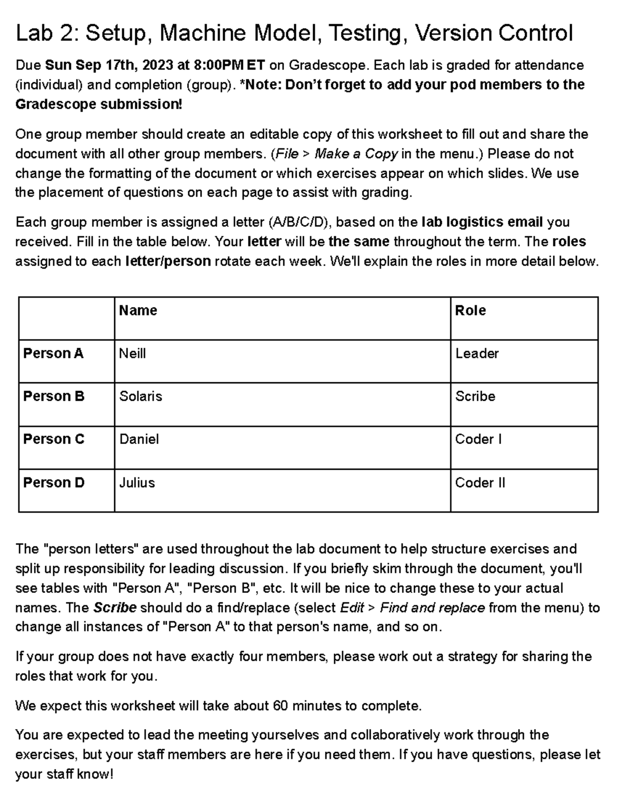 Lab 2 Worksheet - Lab 2: Setup, Machine Model, Testing, Version Control ...