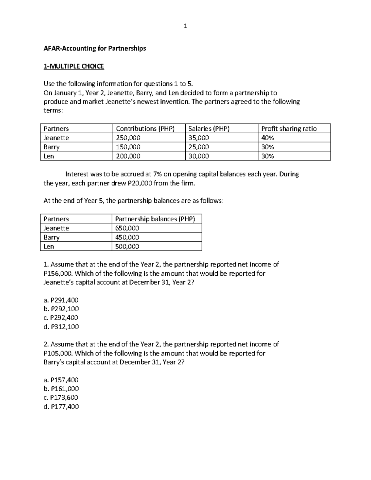 Sample/practice exam 18 December 2019, questions - AFAR-Accounting for ...