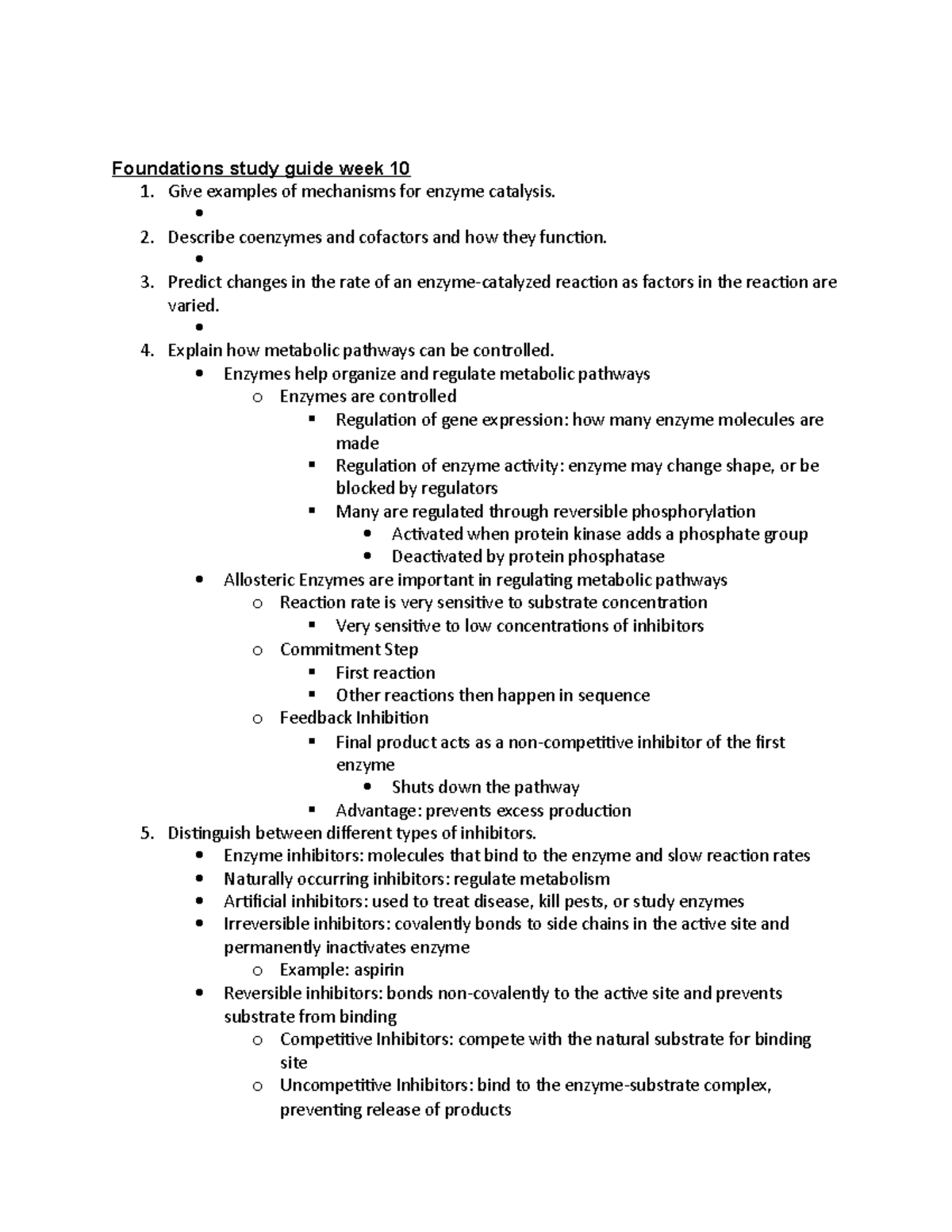 Week 10 Study Guide - Foundations study guide week 10 1. Give examples ...