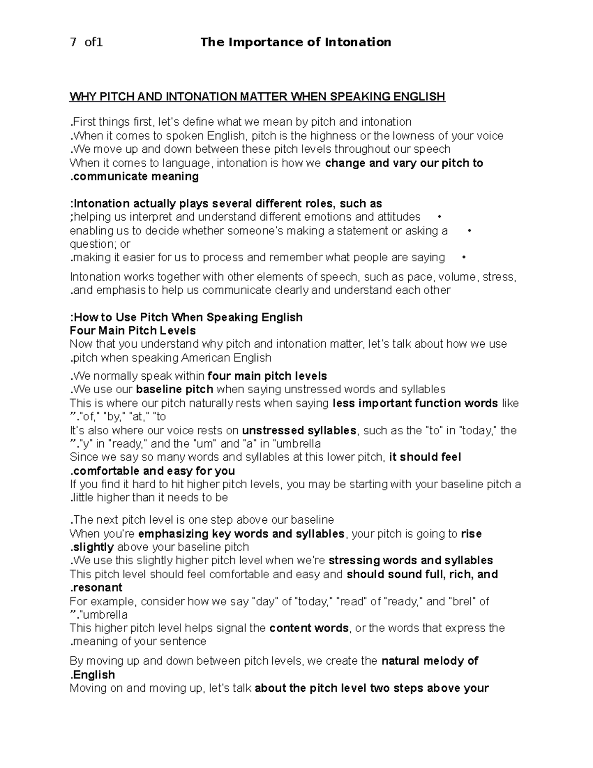 Intonation Basics - Using for assessment assignment - WHY PITCH AND ...