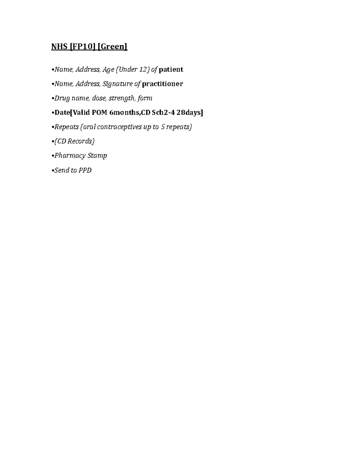 Types of Rx - j jj - NHS [FP10] [Green] •Name, Address, Age (Under 12 ...