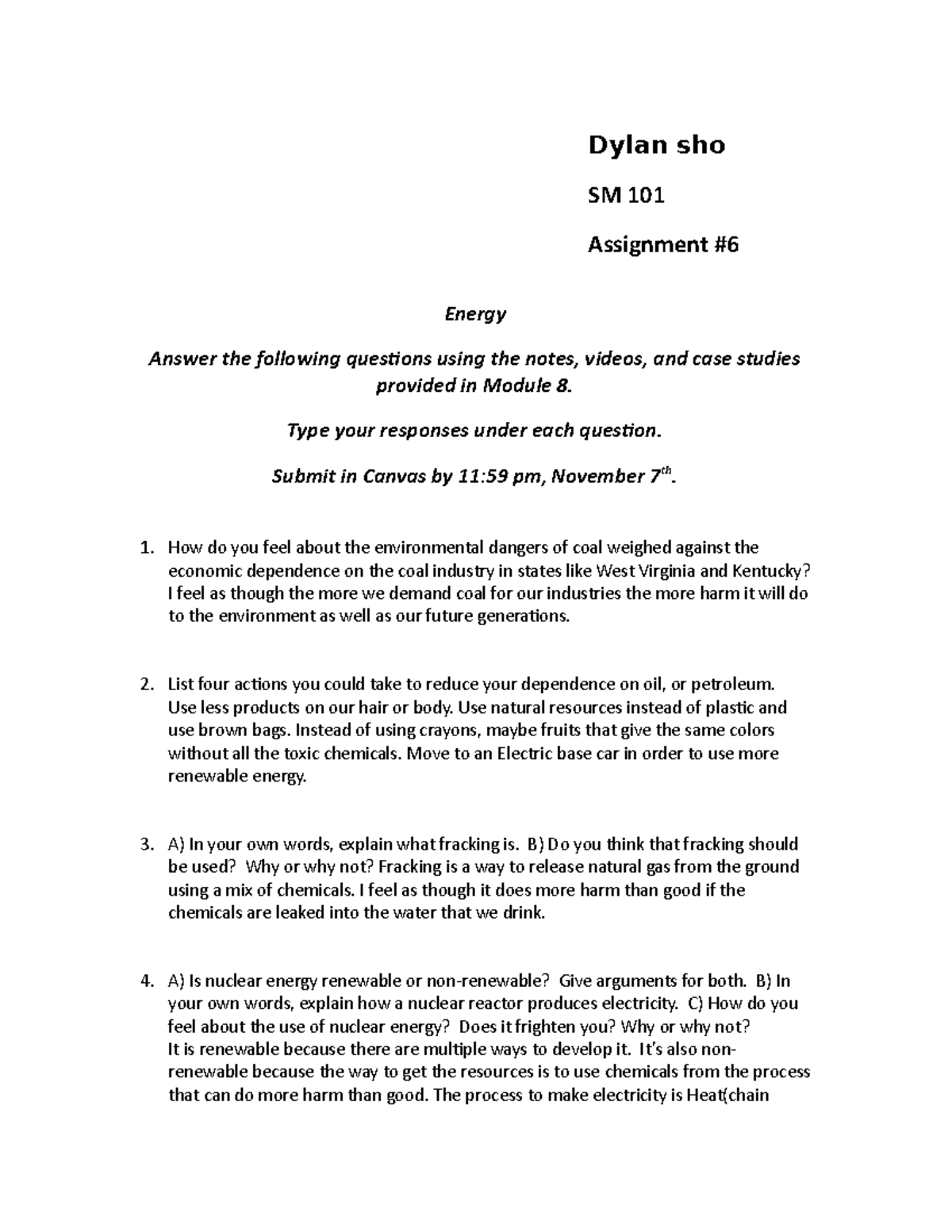Assignment+6+Energy - This is an assignment about energy. - Dylan sho ...