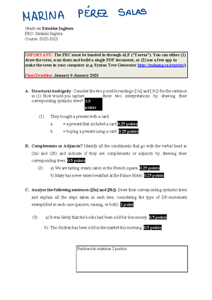 [Solved] show the ambiguity in different syntactic trees of the ...