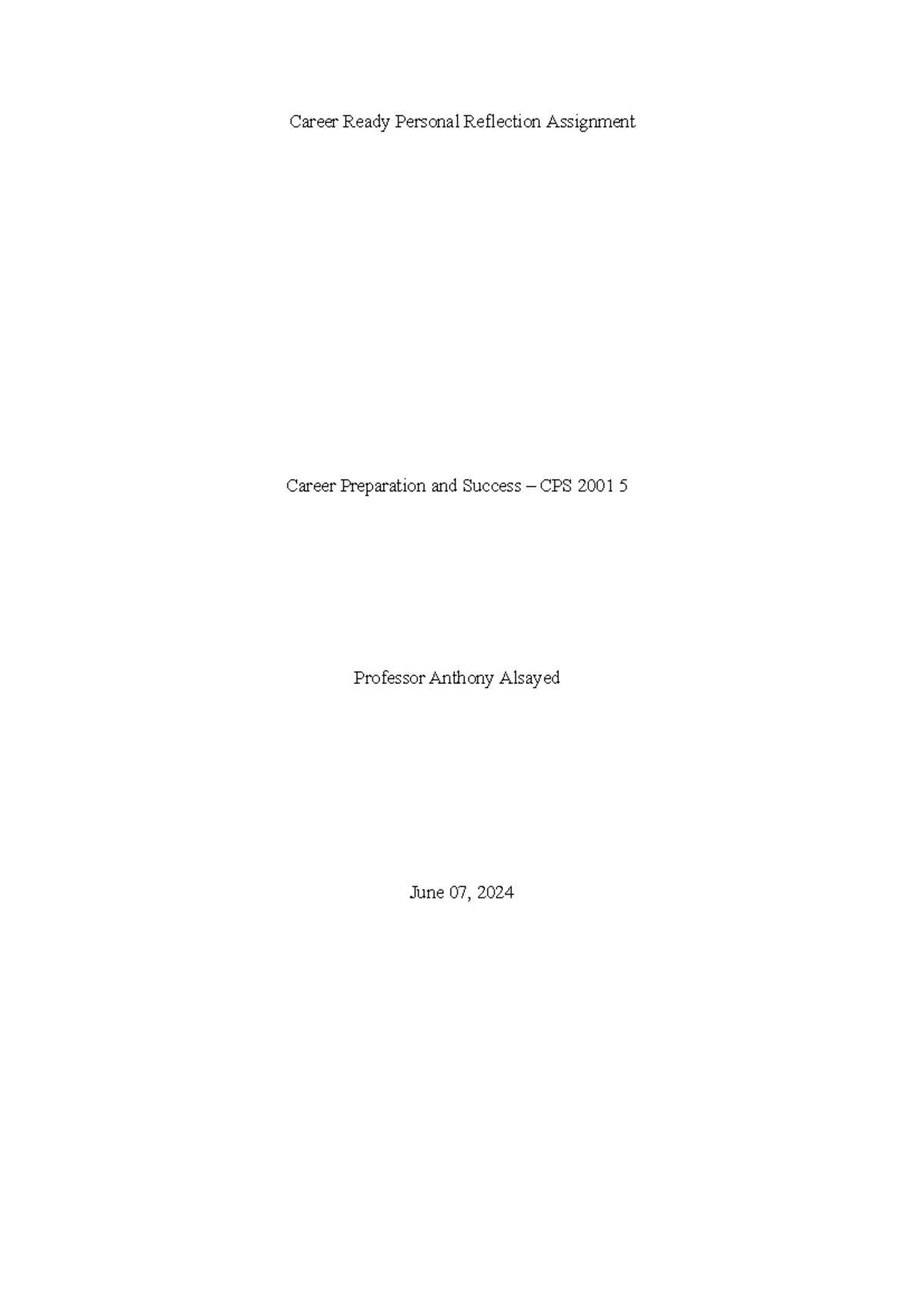 Career Ready Personal Reflection Assignment - Gain experience in HR ...