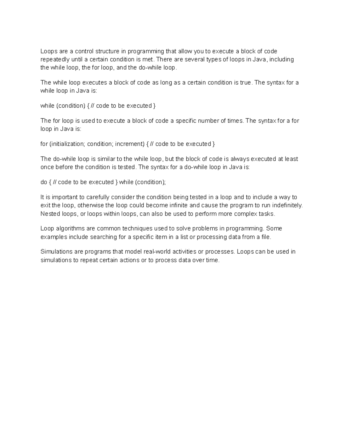 CSE 2221 Chapter 4 notes - Loops are a control structure in programming ...