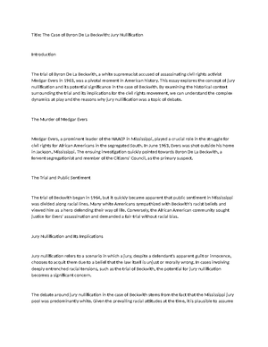 Jonathan Thompson - Essay - Title: The Case of the Profiling: Unmasking ...