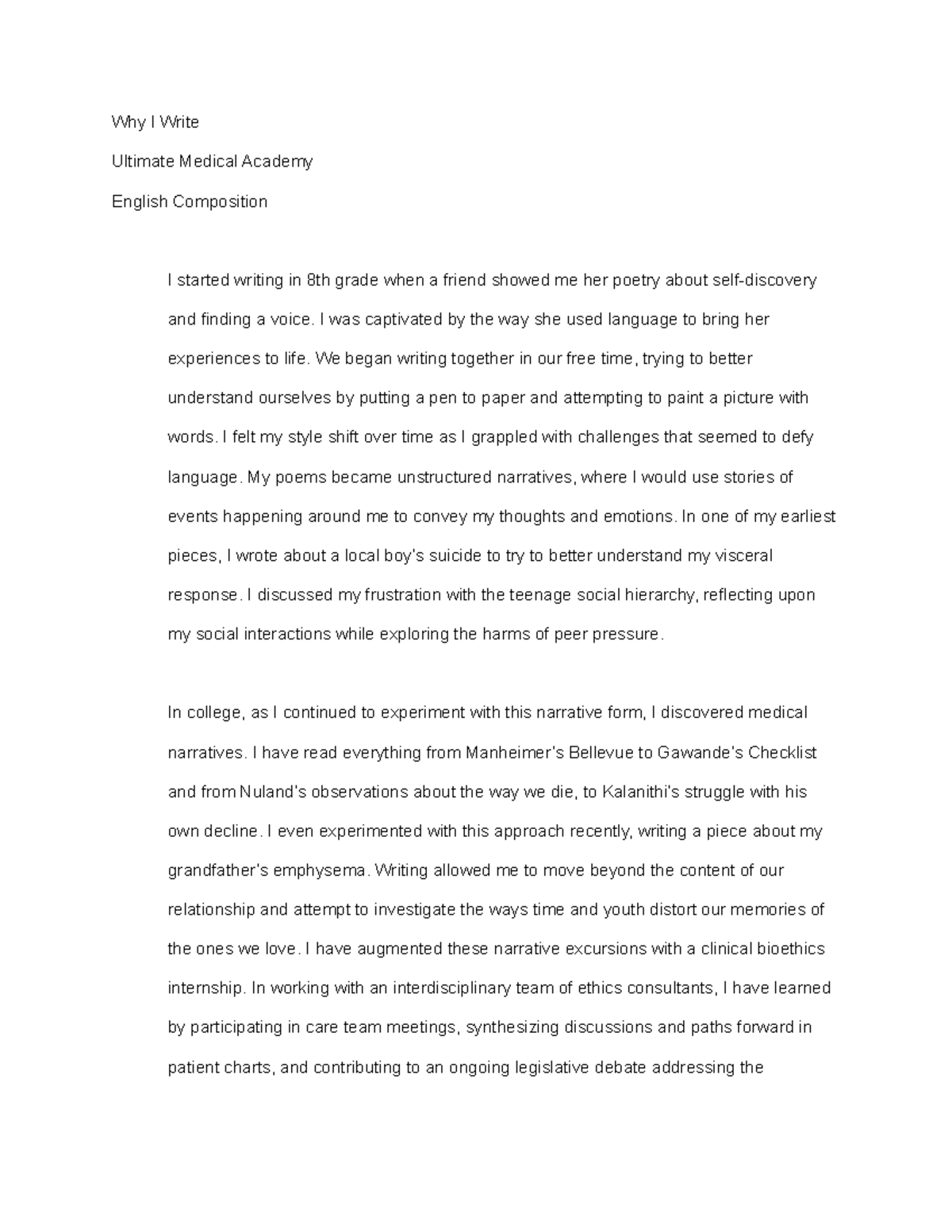 Why I Write Essay - Why I Write Ultimate Medical Academy English ...