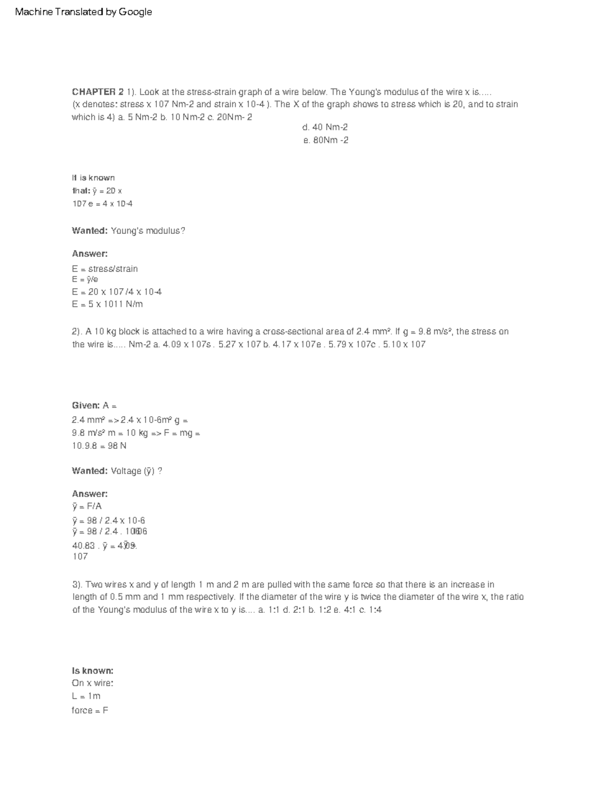 Physics Solution Chapter 2 - E = 5 x 1011 N/m Wanted: Young's modulus ...
