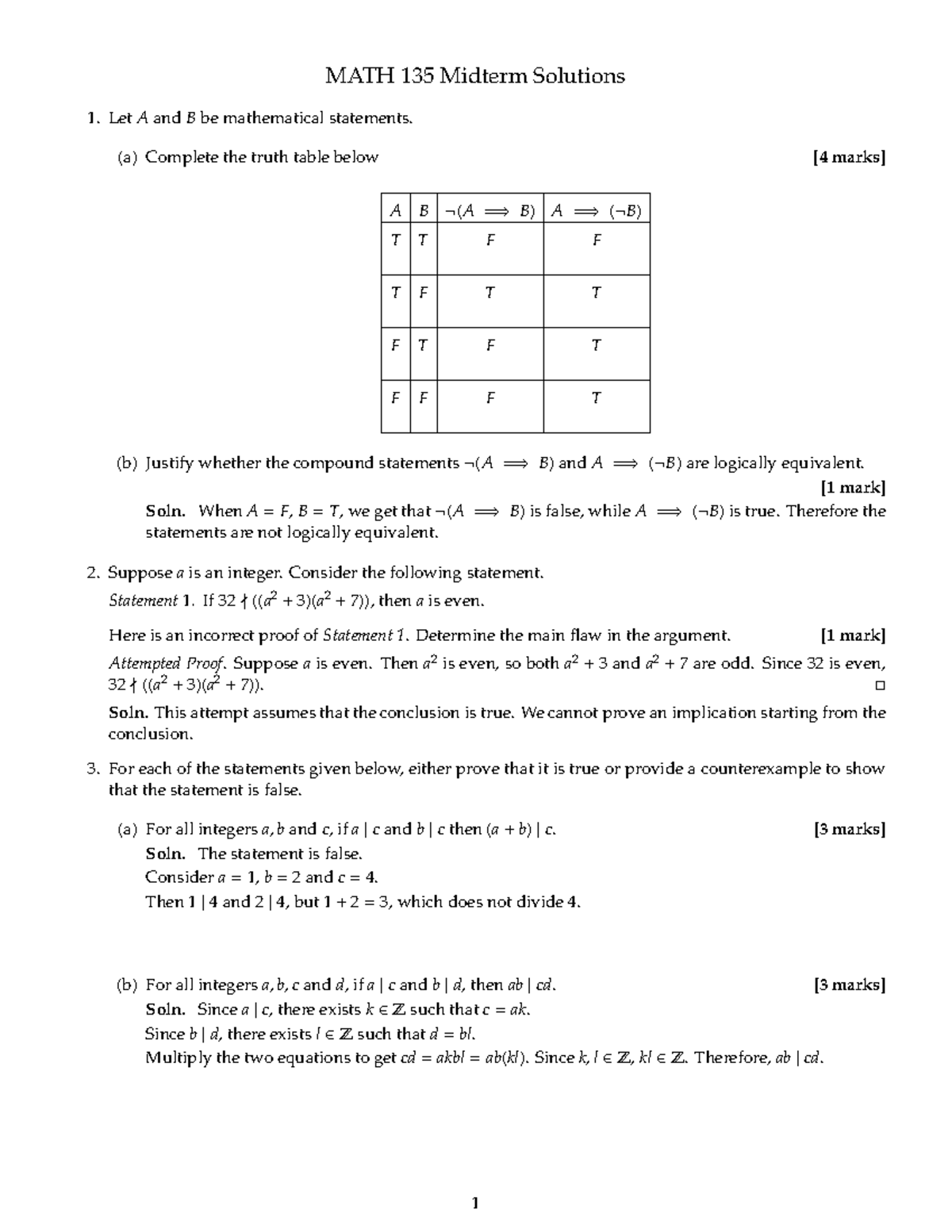Fall 2014 midterm Solutions - Math 135 - UWaterloo - Studocu