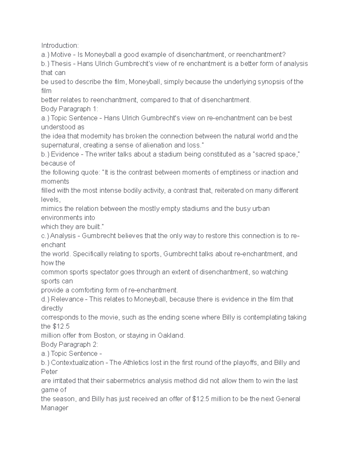 Lens notes - uws - Dr. Cook - Introduction: a.) Motive - Is Moneyball a ...