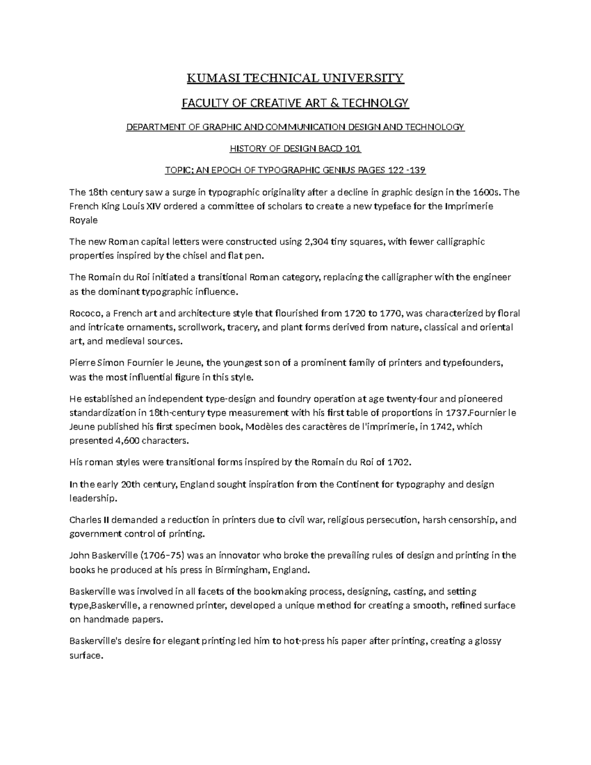 Histroy OF Design Group 7 - KUMASI TECHNICAL UNIVERSITY FACULTY OF ...