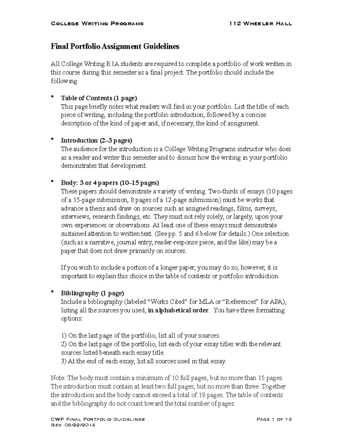 CWR1A Final Portfolio 2015 - Final Portfolio Assignment Guidelines ...