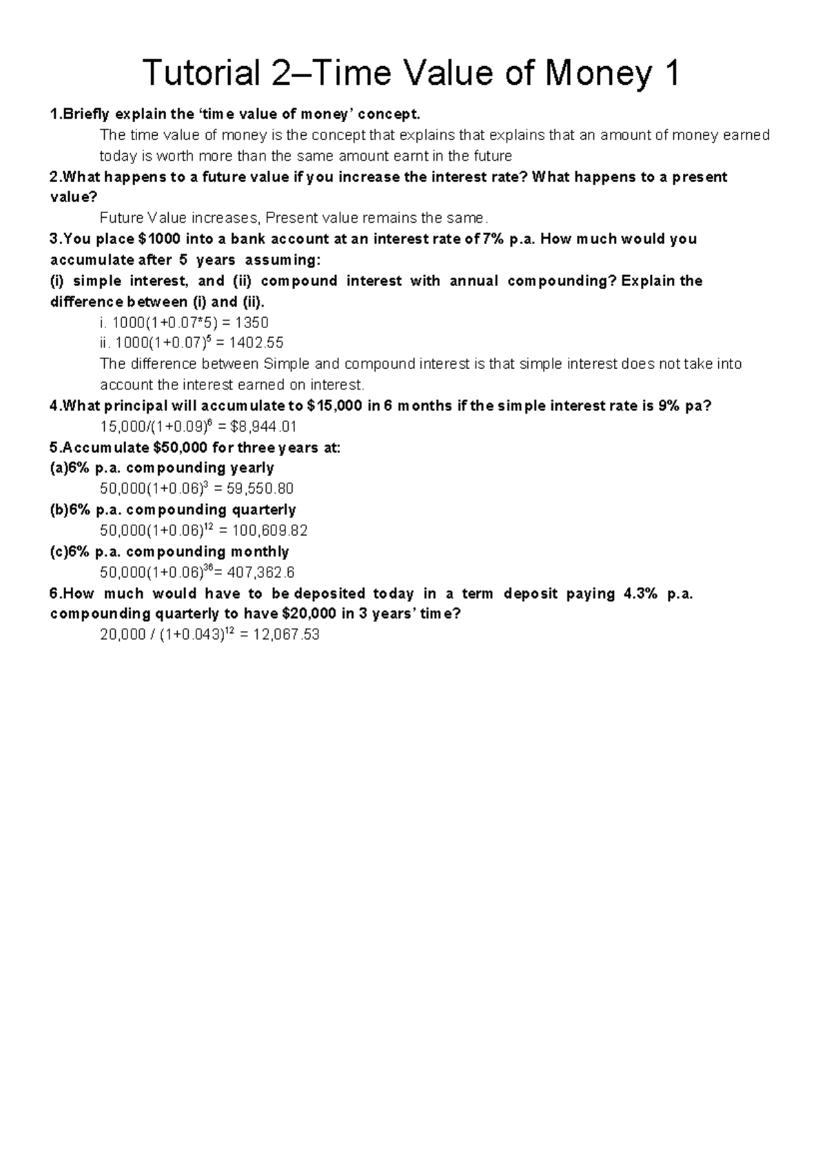 Homework and Tutorial Revision for the Final Exam - Tutorial 2–Time ...