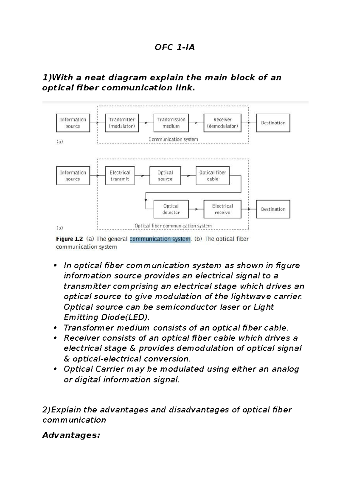 OFC 1-IA - notes - OFC 1-IA 1)With a neat diagram explain the main ...