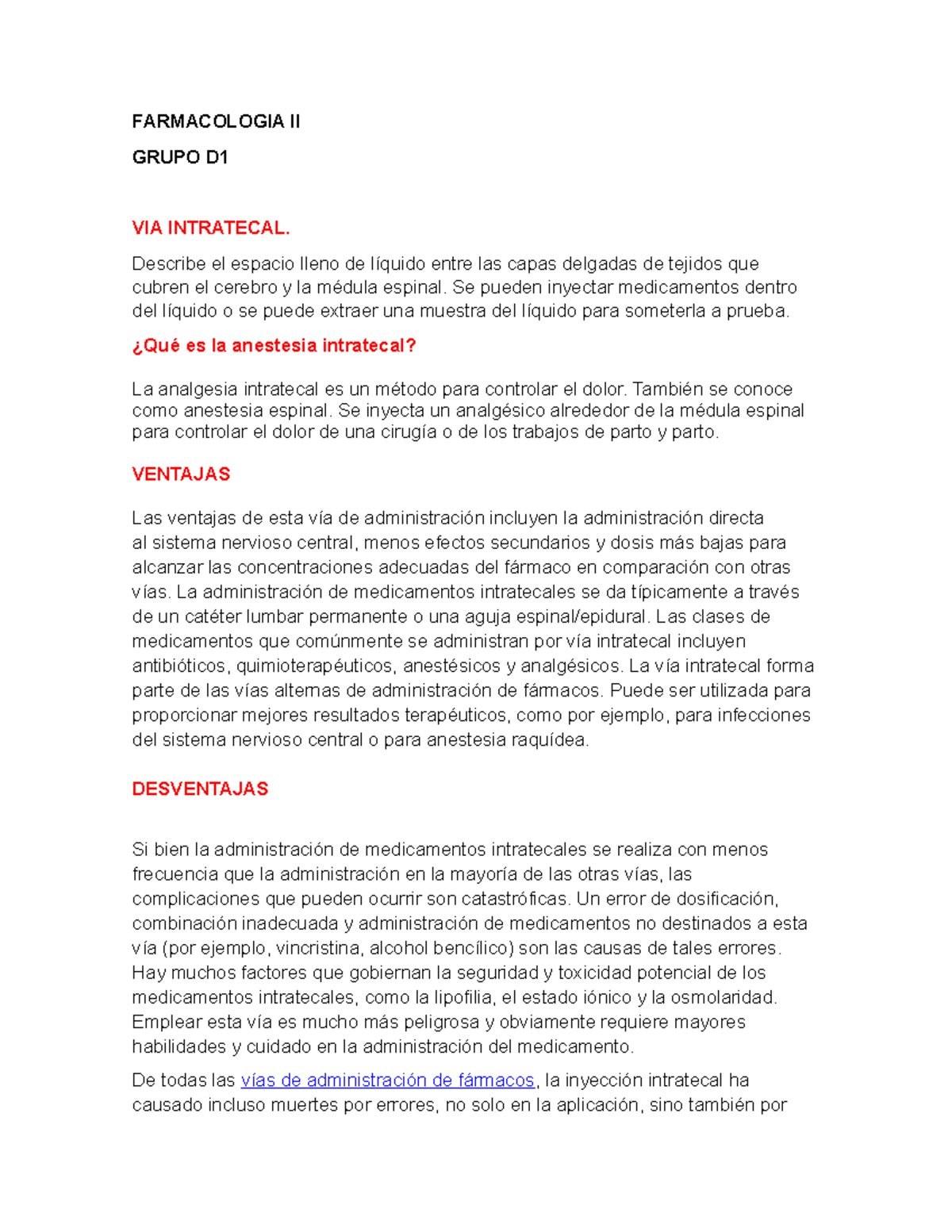 Via intratecal - Una buena Práctica - FARMACOLOGIA II GRUPO D VIA ...