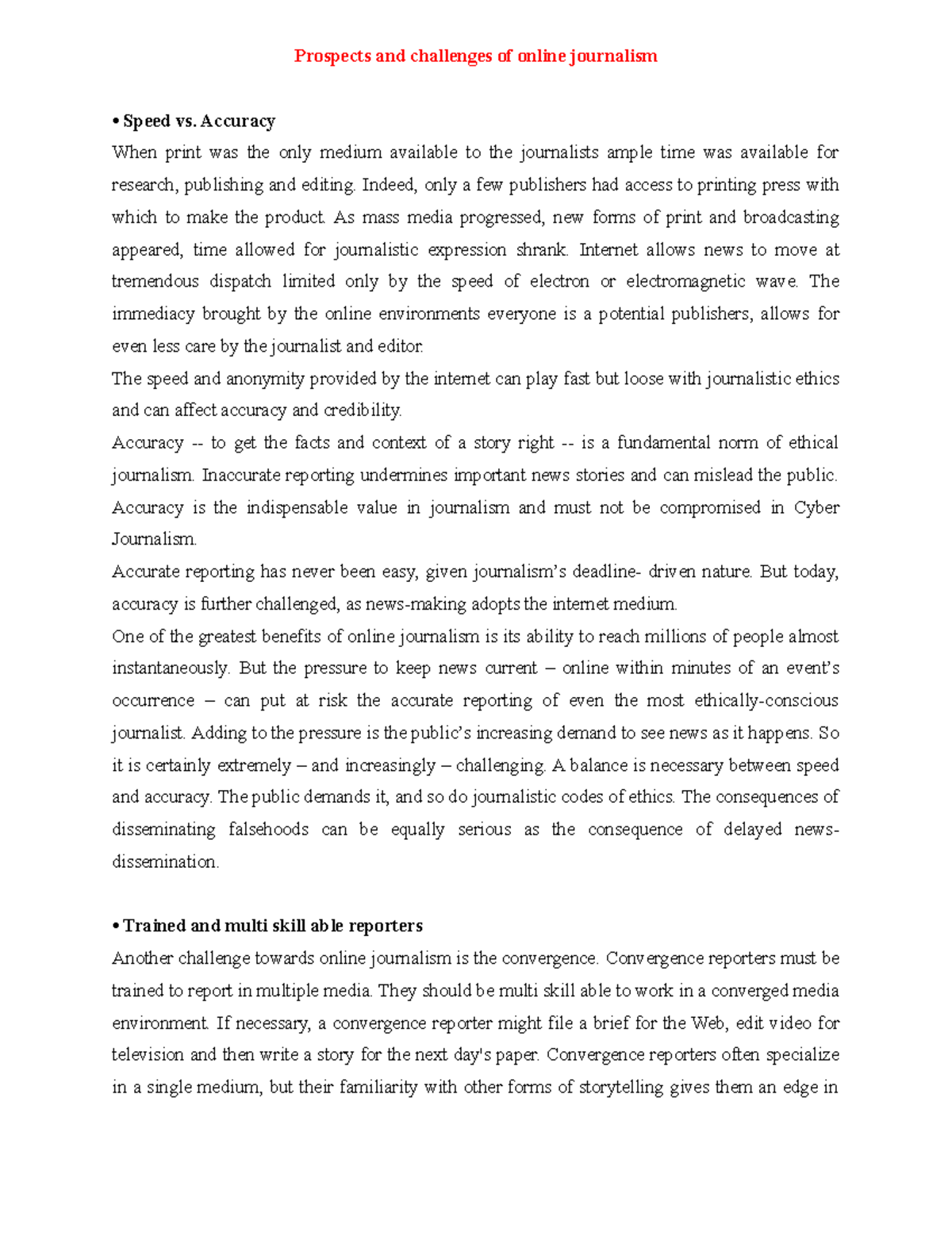 Ch10 Prospects and challenges of online journalism - Prospects and ...