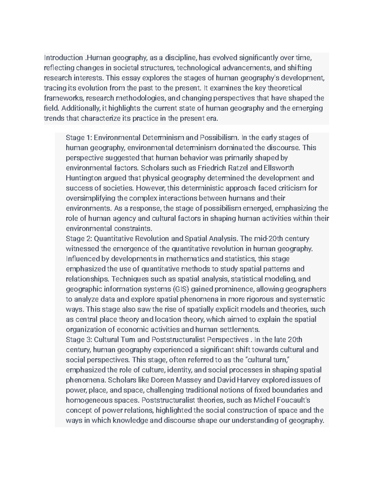 Title The Evolution of Human Geography Transformations from the Past to ...