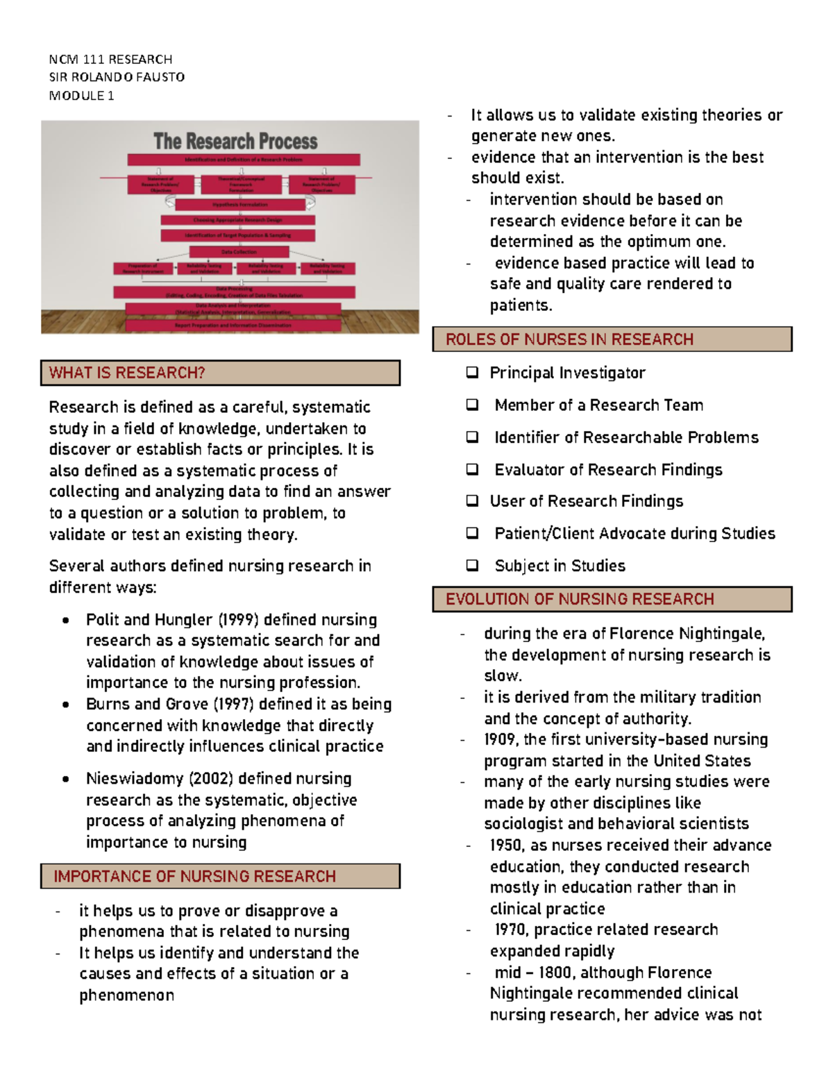 Research- Module-1 - NCM 111 RESEARCH SIR ROLANDO FAUSTO MODULE 1 WHAT ...