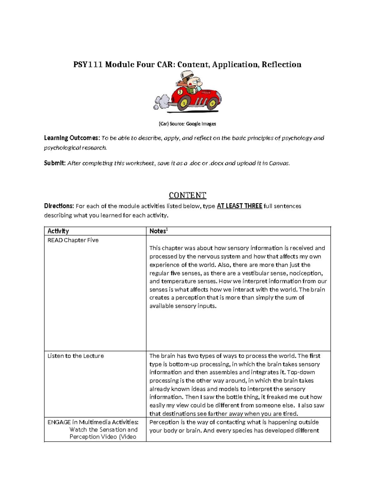 PSY111 Module 4 CAR Simpson, 2022) (1) - PSY111 Module Four CAR ...