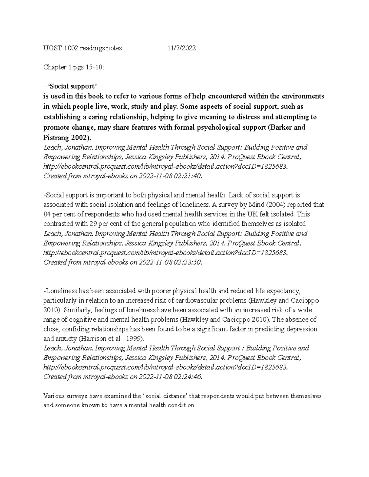 UGST 1002 readings notes 11 8 2022 - UGST 1002 readings notes 11/7 ...