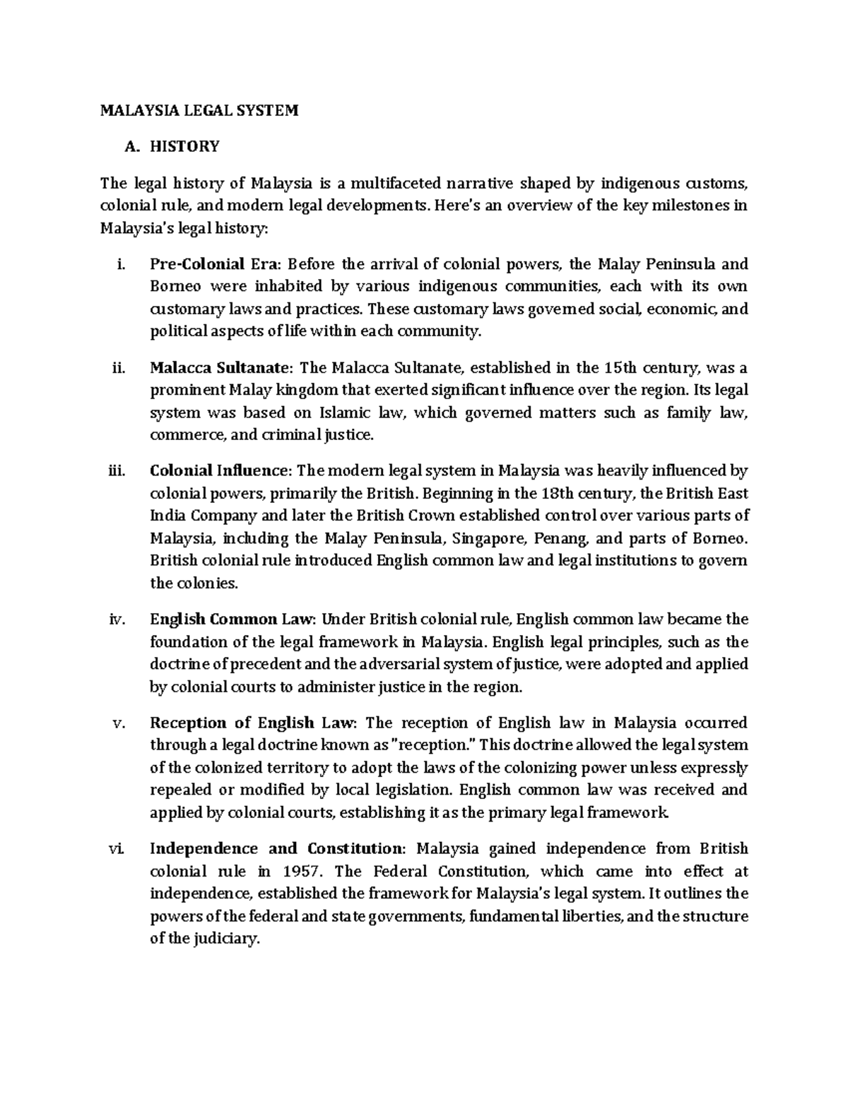 Chapter 6 Introduction TO Malaysian Legal System - MALAYSIA LEGAL ...