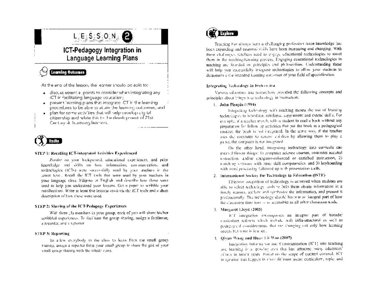 M1 Lesson 2 - Bachelor in Elementary Education - Studocu