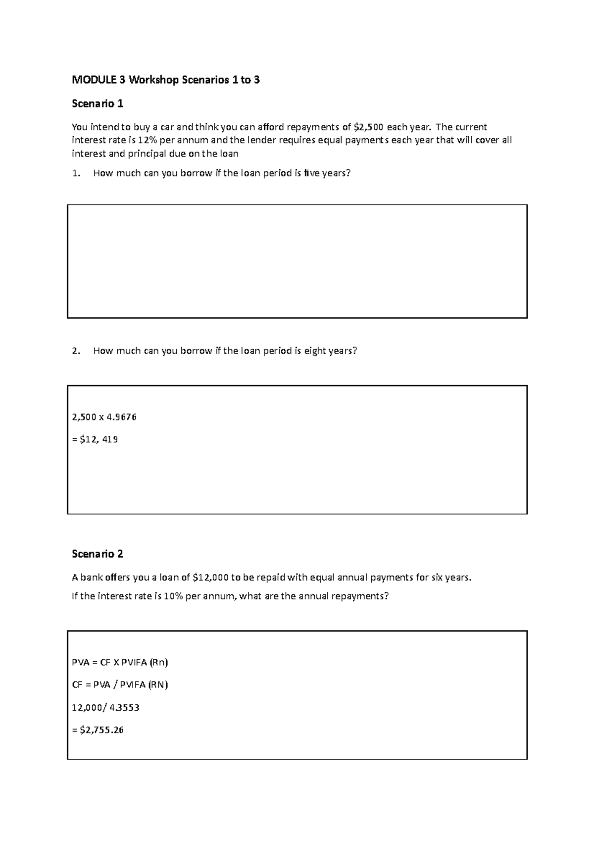 Module 3 Workshop Scenarios 1 to 3 - MODULE 3 Workshop Scenarios 1 to 3 ...