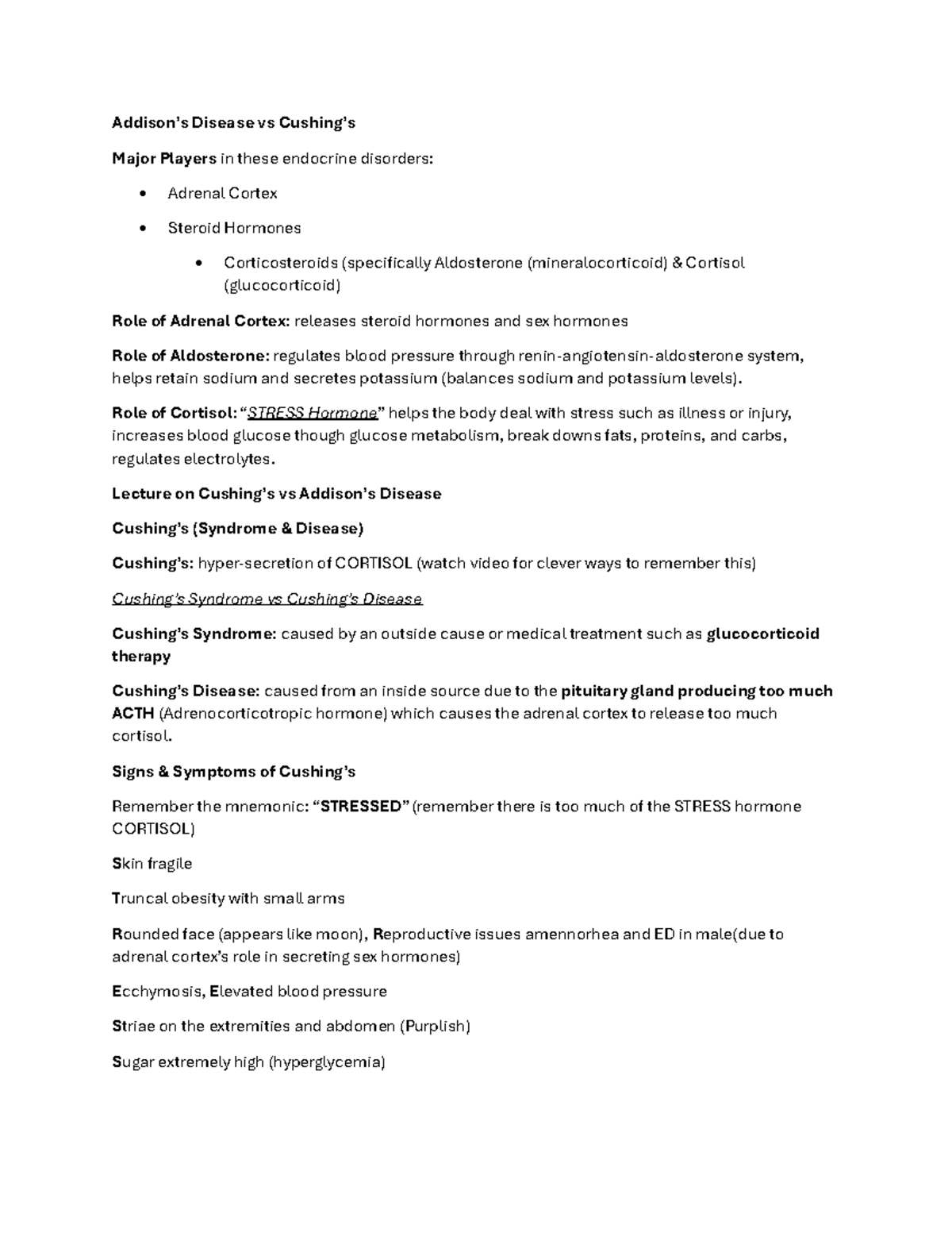 Addisons vs cushings disease - Addison’s Disease vs Cushing’s Major Players in these endocrine ...