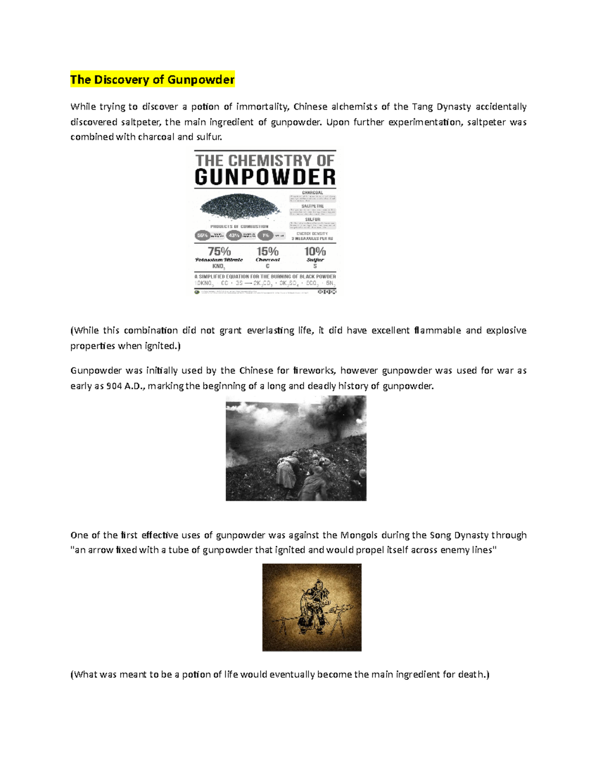 Chinese Civilization- Gunpowder, Alcohol - The Discovery of Gunpowder ...