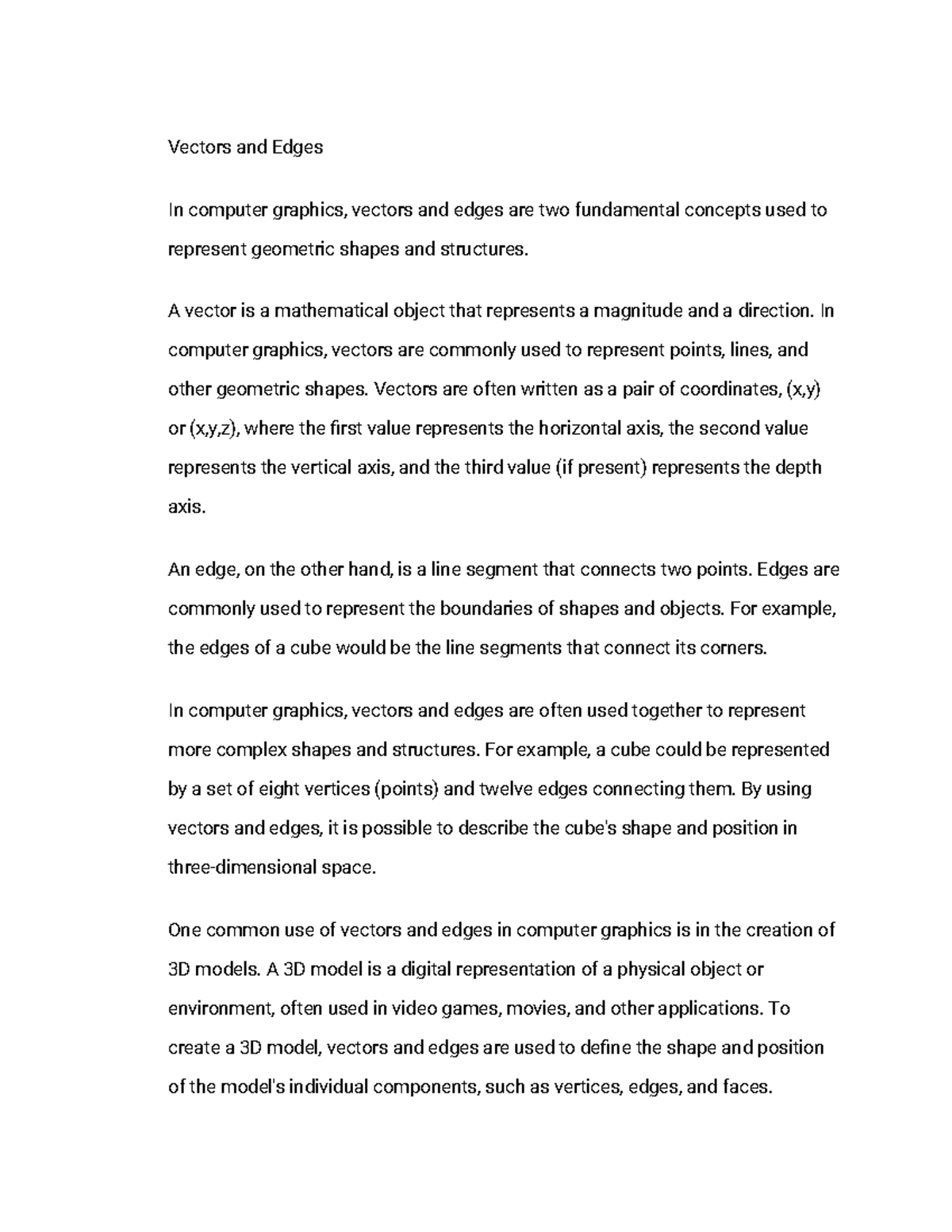 Vectors and Edges - A vector is a mathematical object that represents a ...