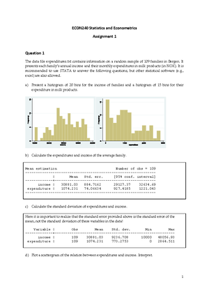 Eksamensbesvarelse karakter A - statistikk og økonometri ECON240 - Emnekode ECON Vurderingsform ...