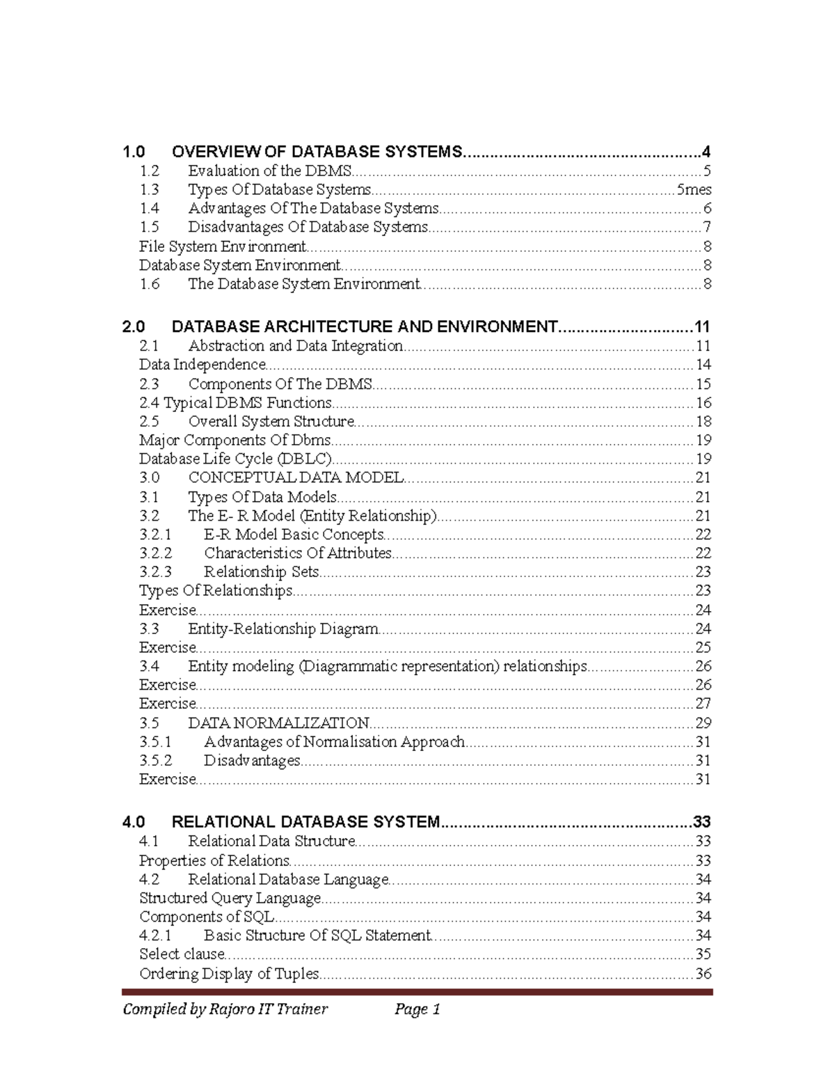 Database Systems final - 1 Types Of Database - Studocu
