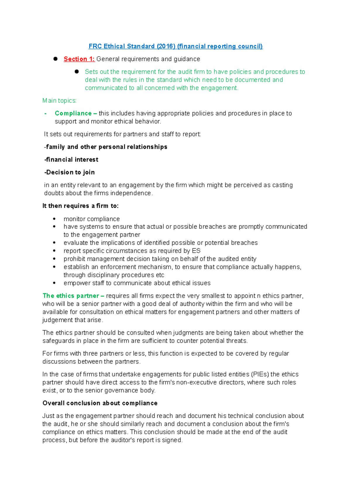 FRC Ethical Standard from textbook - FRC Ethical Standard (2016 ...