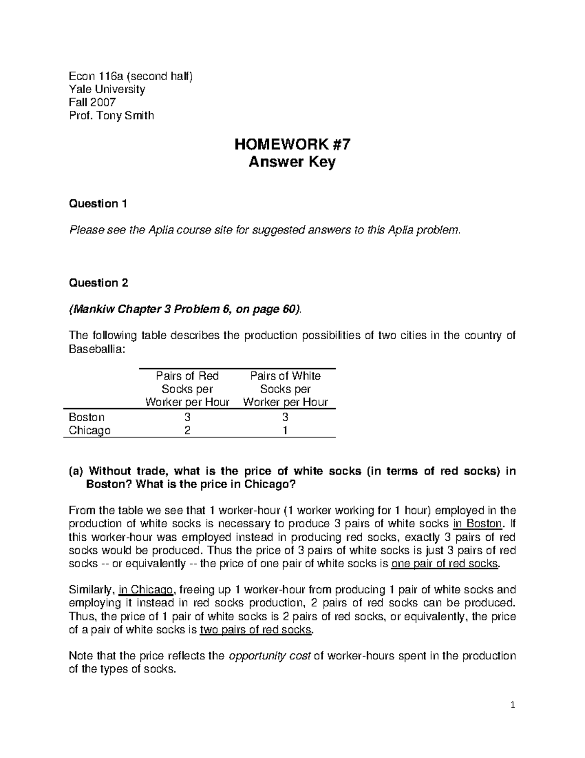 Microeconomics Homework - Econ 116a (second half) Yale University Fall ...