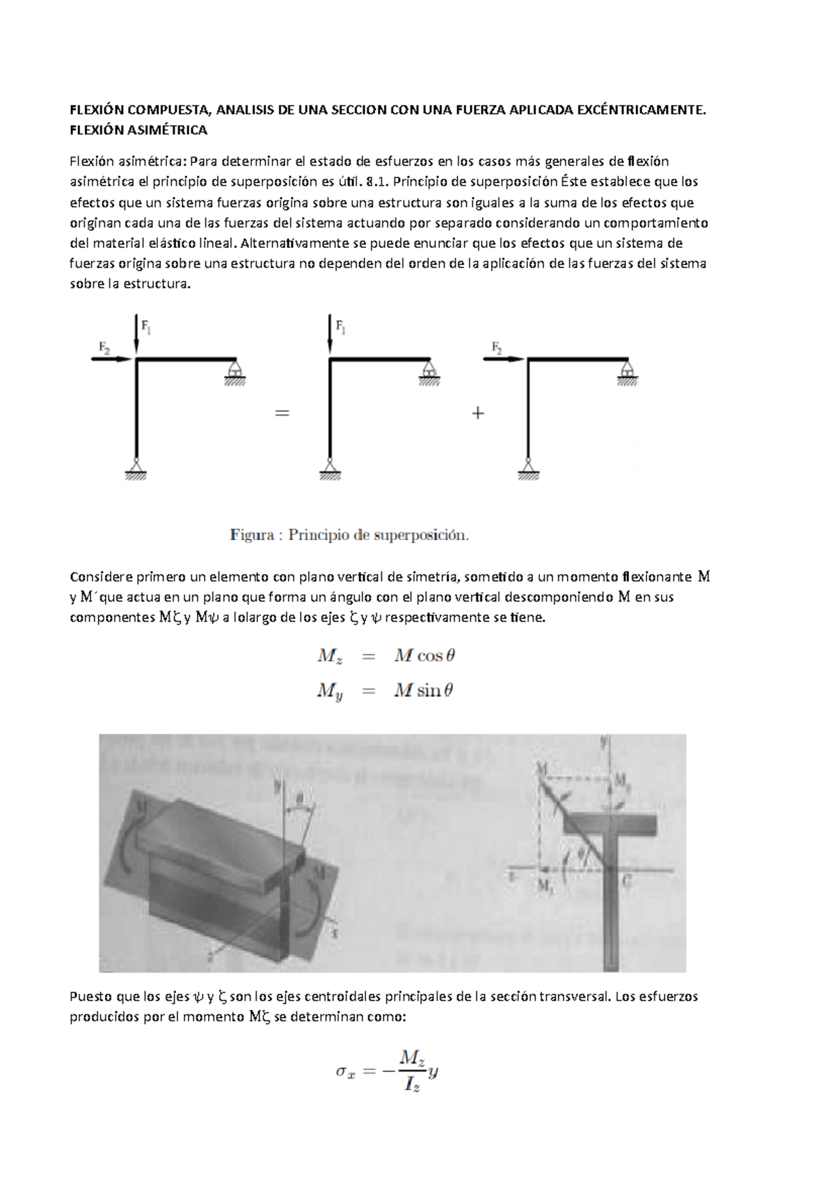 Wendy word - FLEXIÓN COMPUESTA, ANALISIS DE UNA SECCION CON UNA FUERZA ...