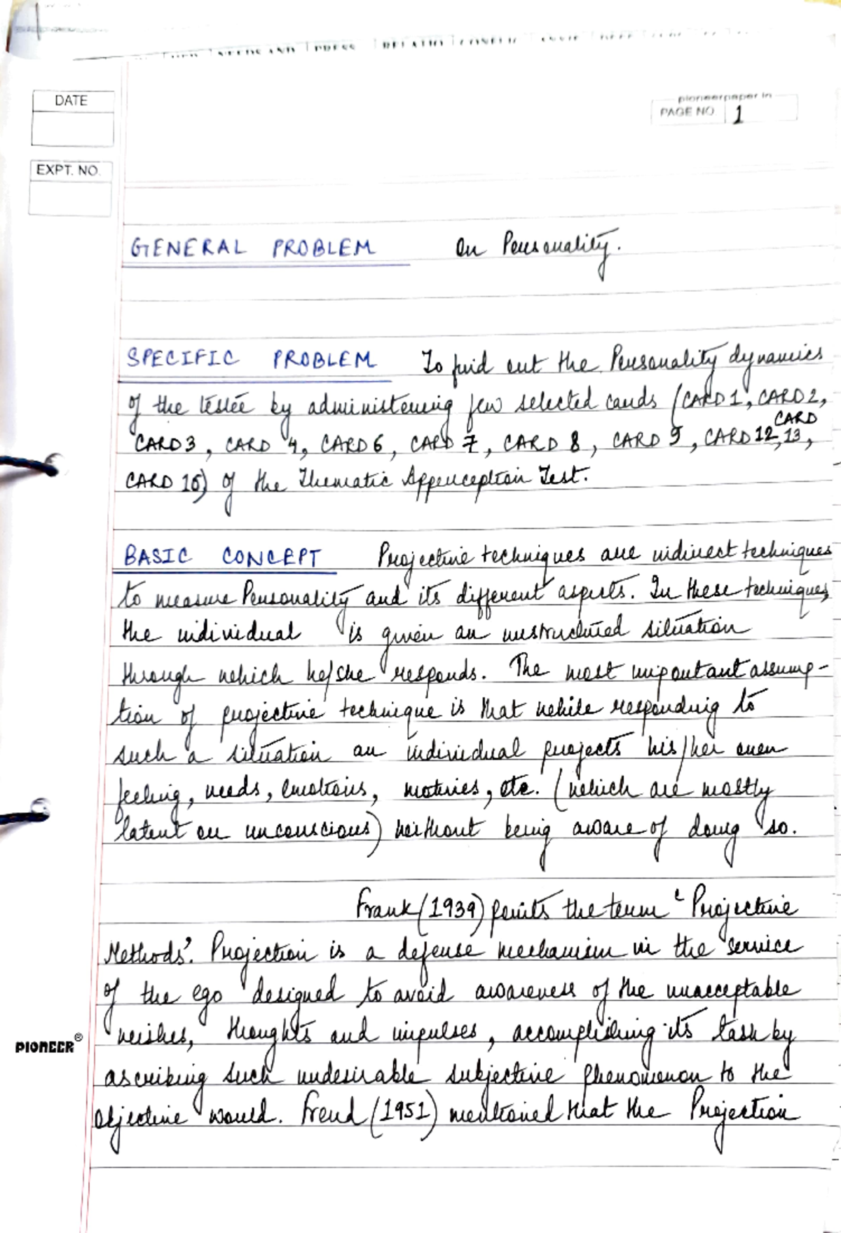 TAT practical - DATE EXPT. NO. PIONECR GTENERAL PROBLEM SeECIFLe fROBL ...