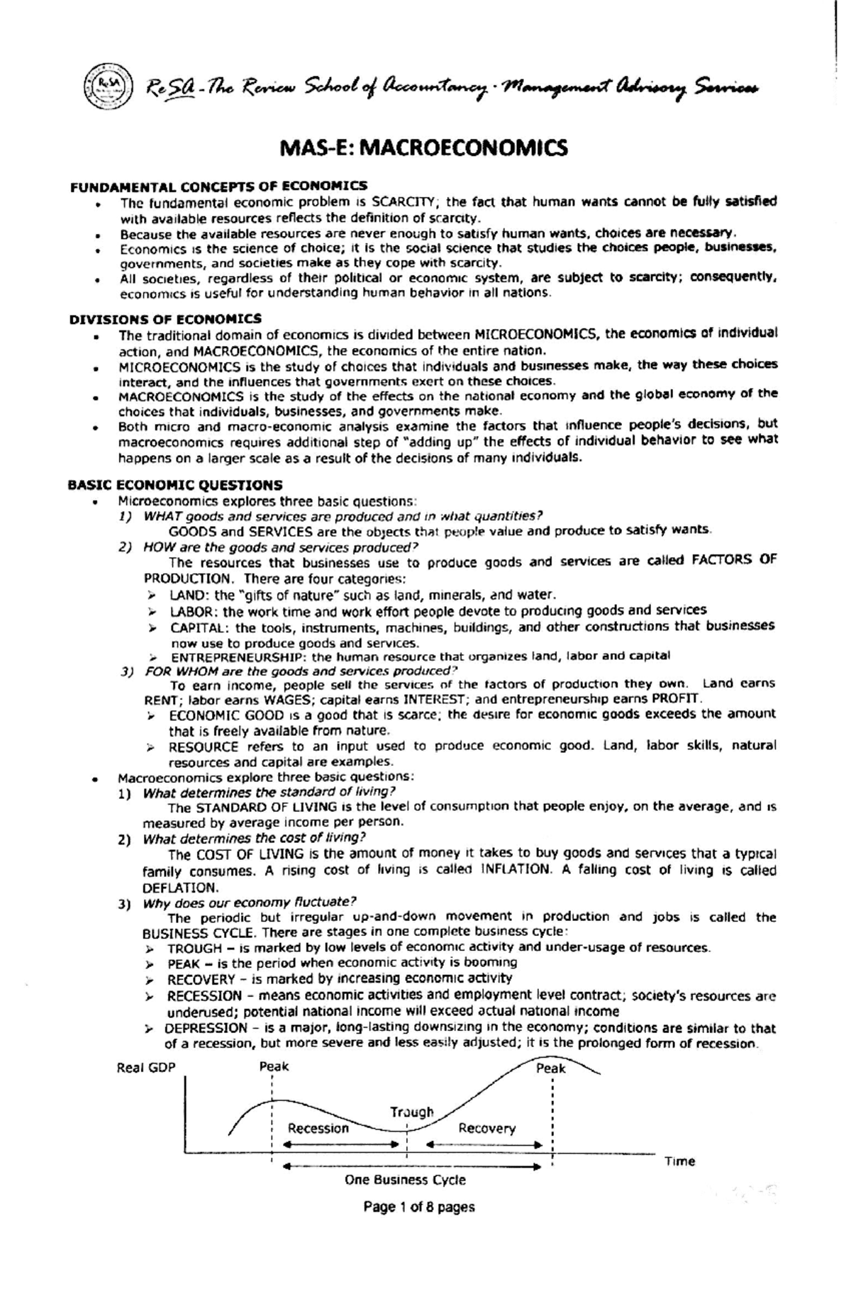 MAS E - Macro - BS accountancy - Studocu