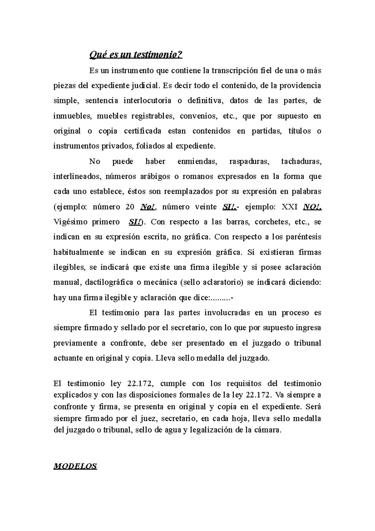 Testimonios - Breve explicacion y modelo - Qué es un testimonio? Es un ...