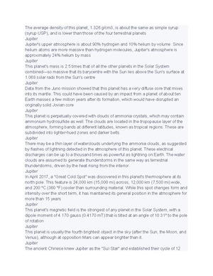 The solar system 3 - These notes are Jupiter facts. - The second ...