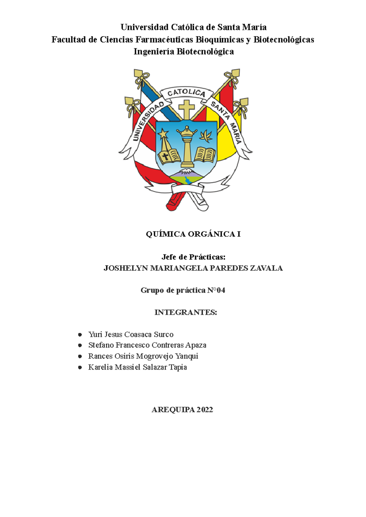 Informe N°1 - dsadasdas - Universidad Católica de Santa María Facultad ...