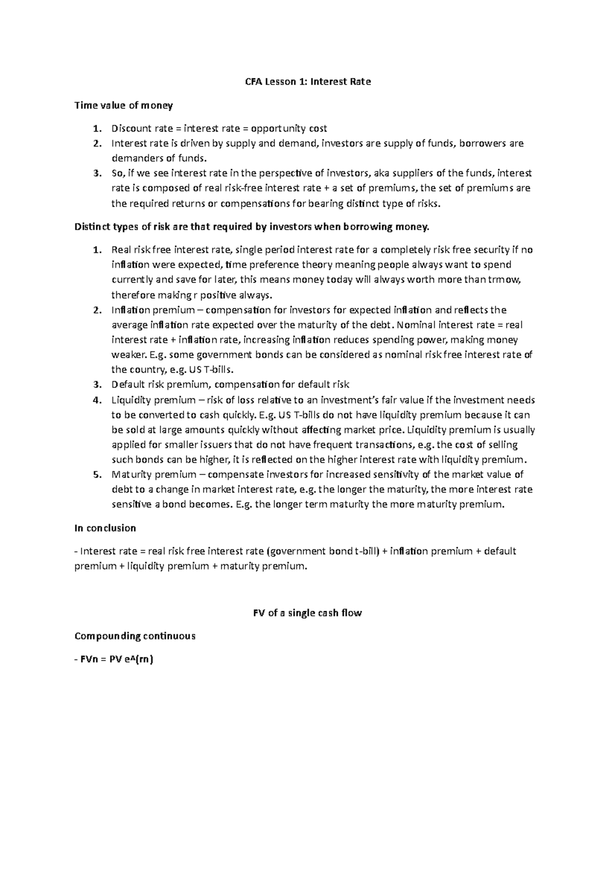 CFA Lesson 1 - CFA exam lv1 summary - CFA Lesson 1: Interest Rate Time ...