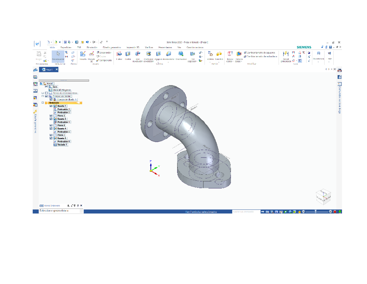Actividad 11 - IS a Solid Edge 2020 Pieza ordenada 5 x Inicio Superficies PMI Simulación Diseño ...