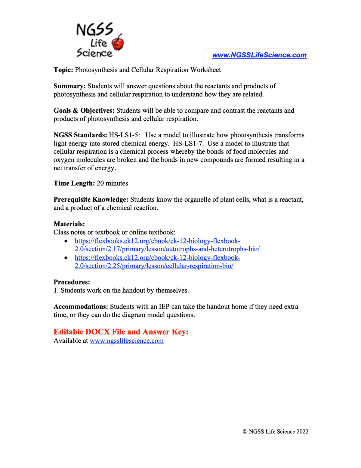 Photosynthesis cellular respiration ws - Studocu