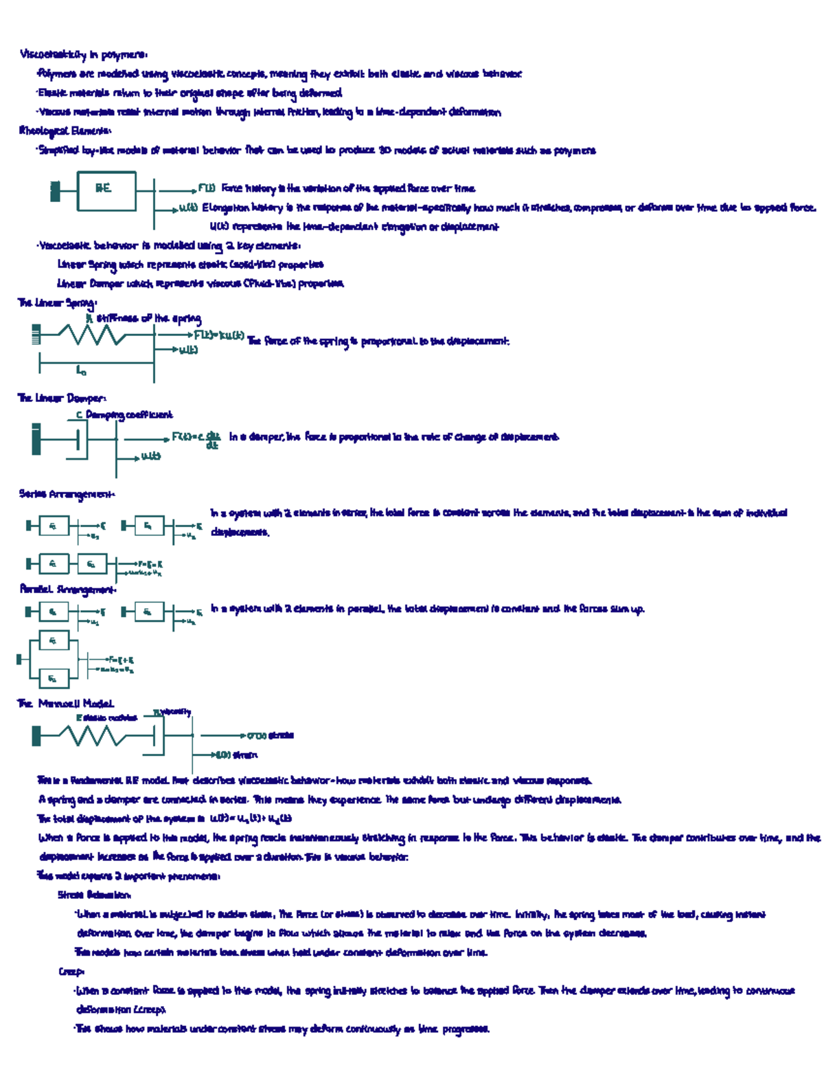 L1 Notes On Lecture 1 Visco Elasticityinpolymers Polymers Are Modelled Using Viscoelastic