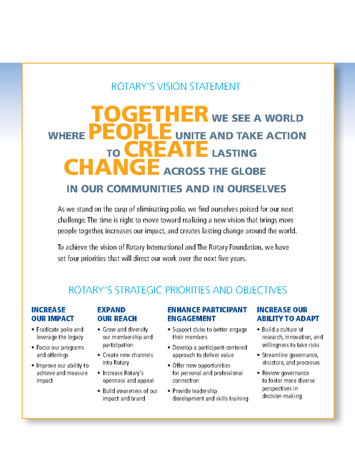 Rotary Action Plan Flyer - ROTARY’S VISION STATEMENT INCREASE OUR ...