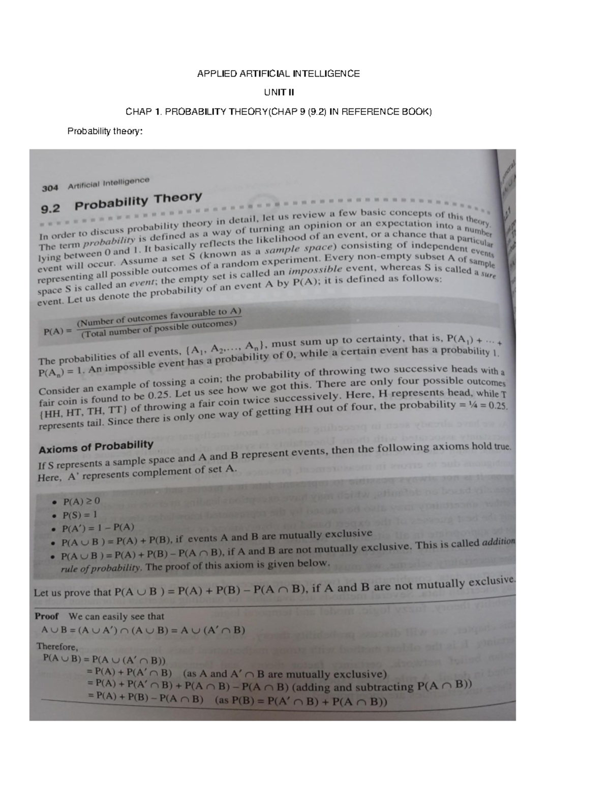 Applied AI UNIT2 CHP1 - important - Master of information technology - APPLIED ARTIFICIAL - Studocu