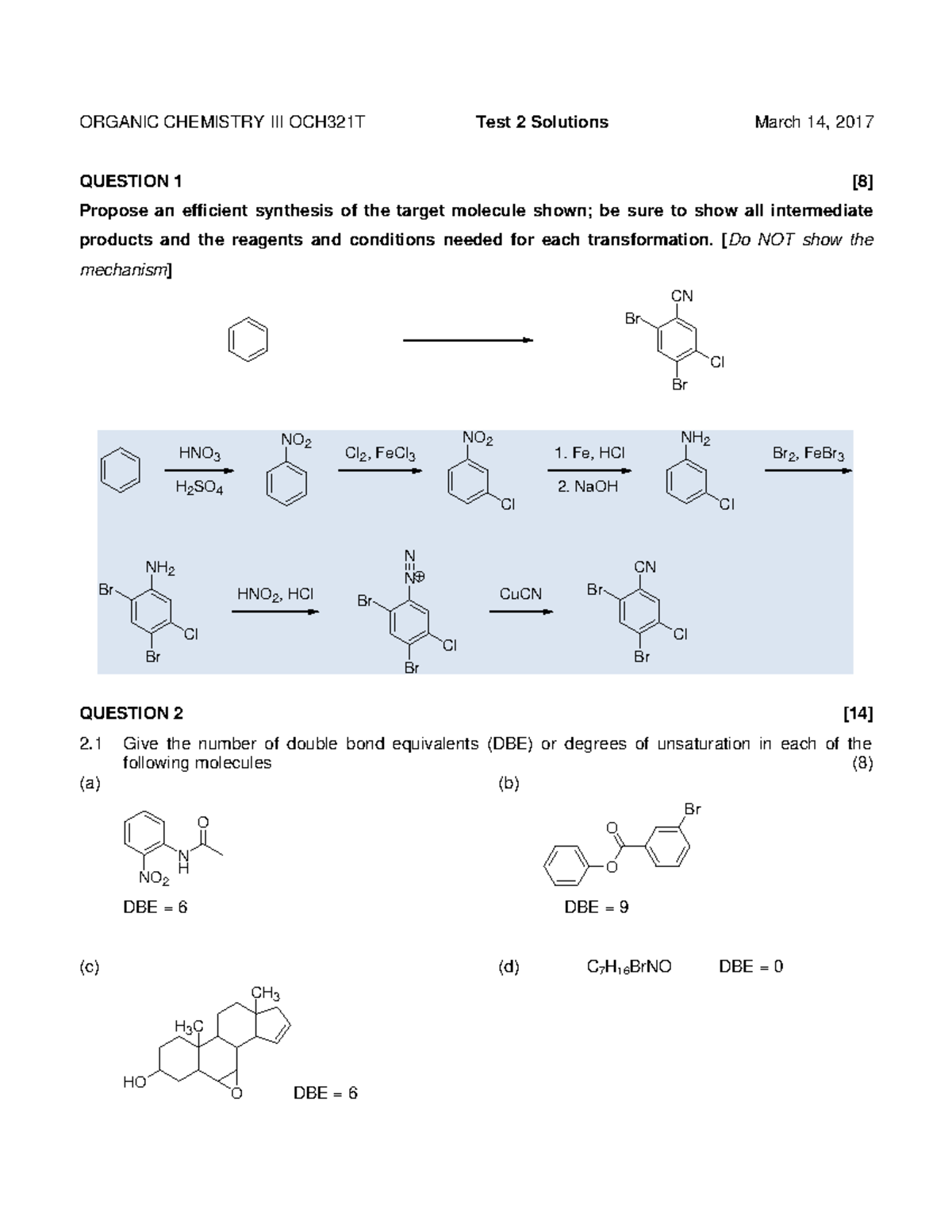 2017 A OCH321T Test 2 Solns - ORGANIC CHEMISTRY III OCH321T Test 2 ...