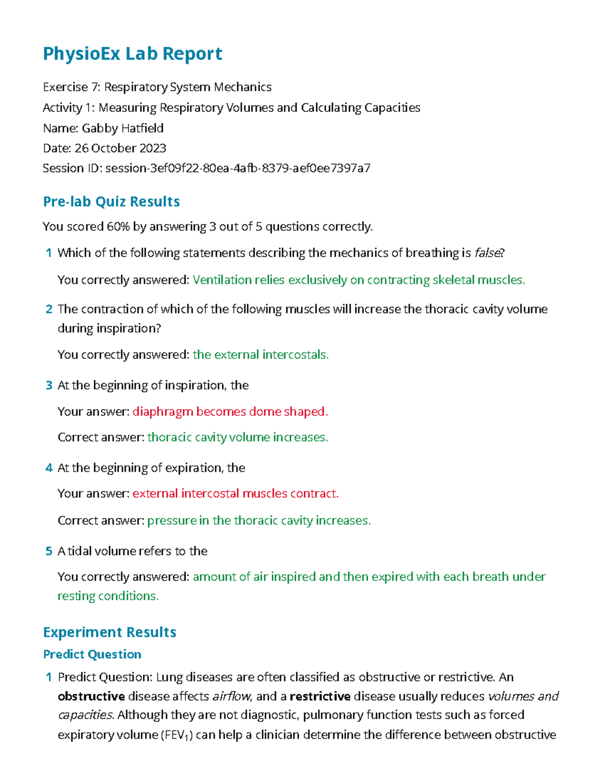 Physio Ex Exercise 7 Activity 1 - PhysioEx Lab Report Exercise 7 ...